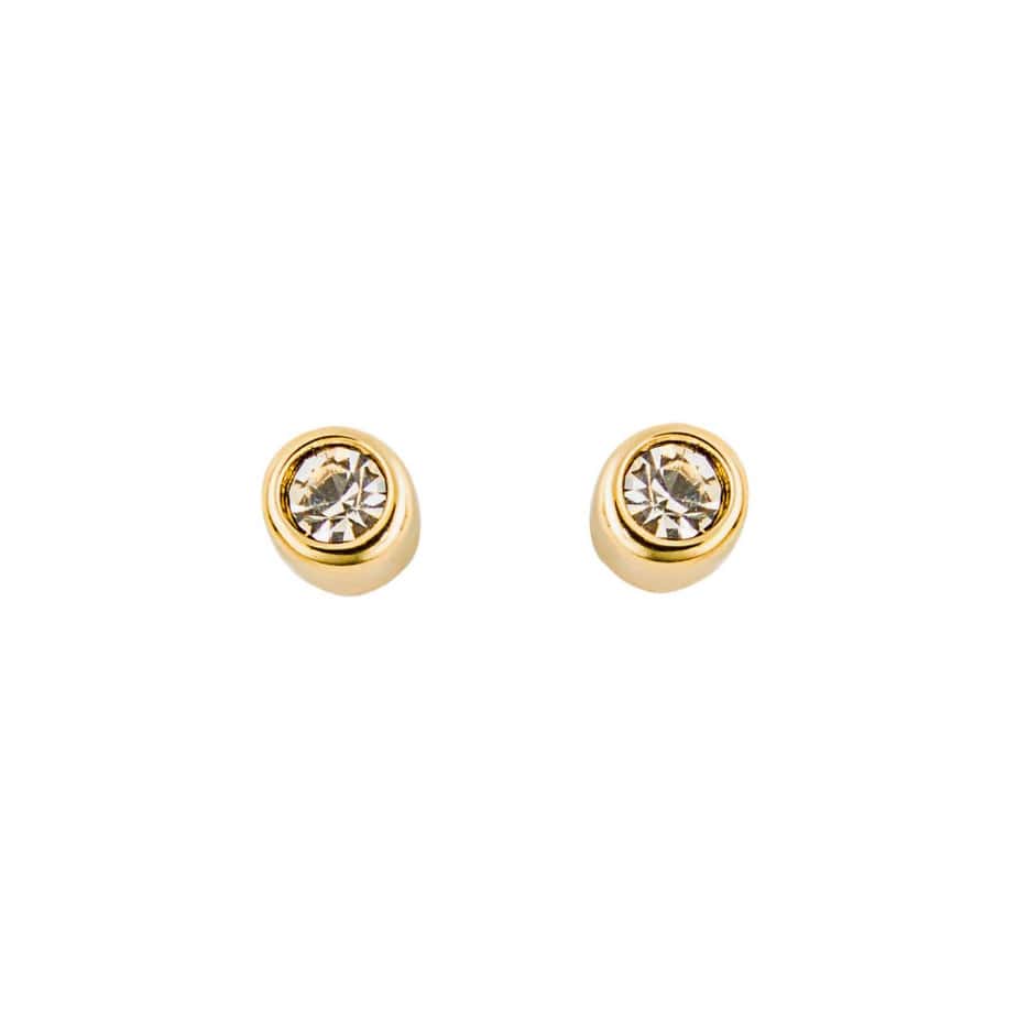 Gold Plated Sparkle Round Stud Earrings - Silverado Jewellery